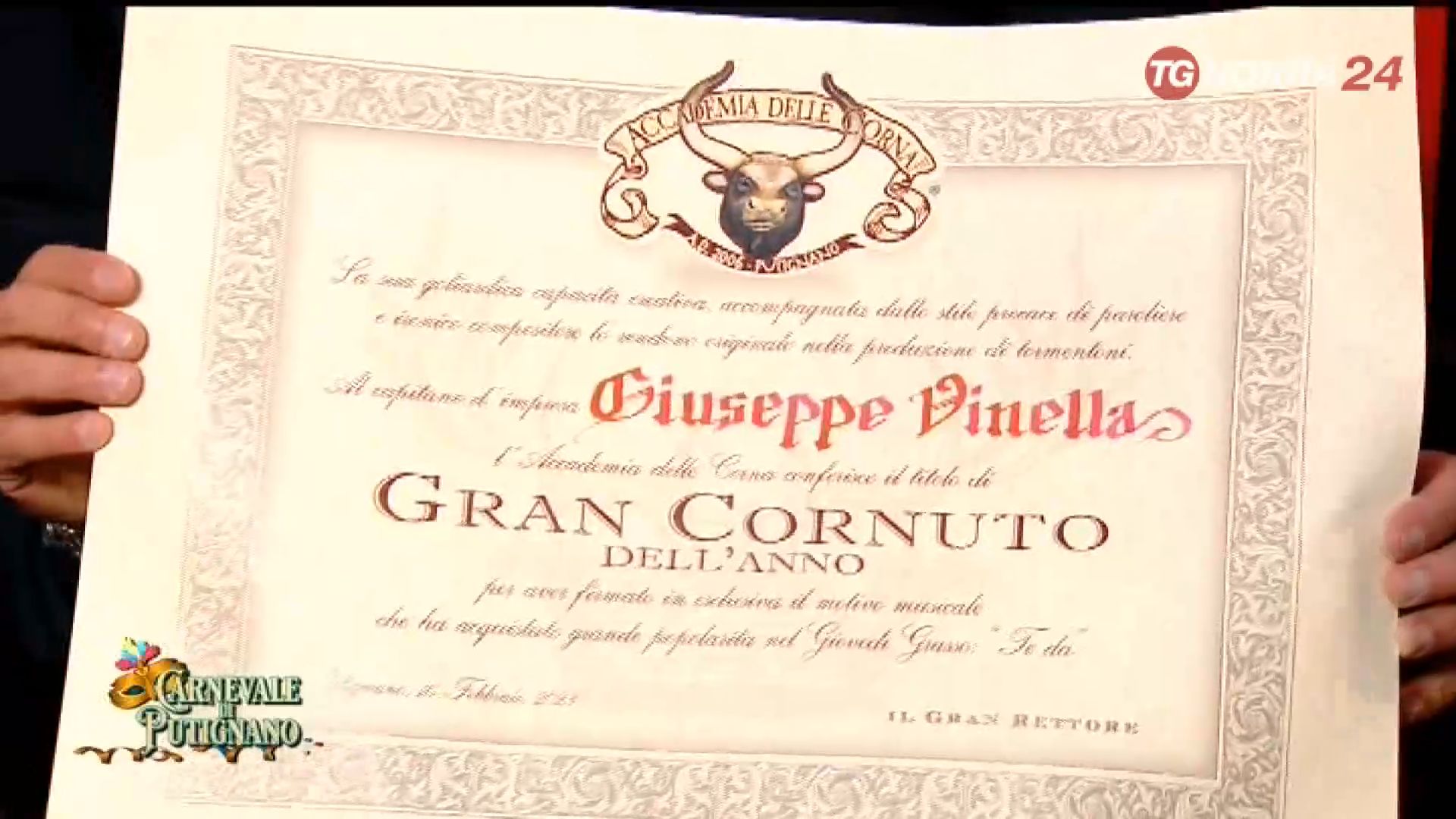 Carnevale di Putignano: eletto il gran cornuto dell’anno - Telenorba