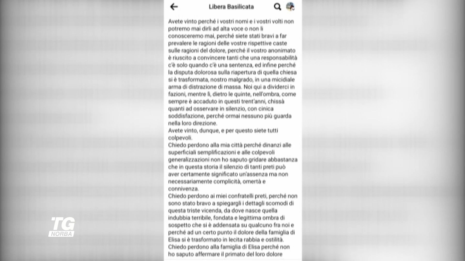 Caso Claps: don Cozzi, una grande ferita sanguinante - Telenorba